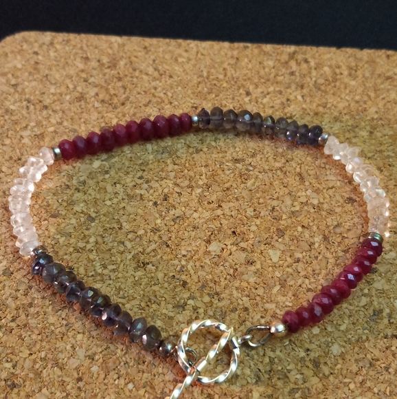 Jewelry | Sterling Silver Ruby Iolite Quartz Bracelet | Poshmark